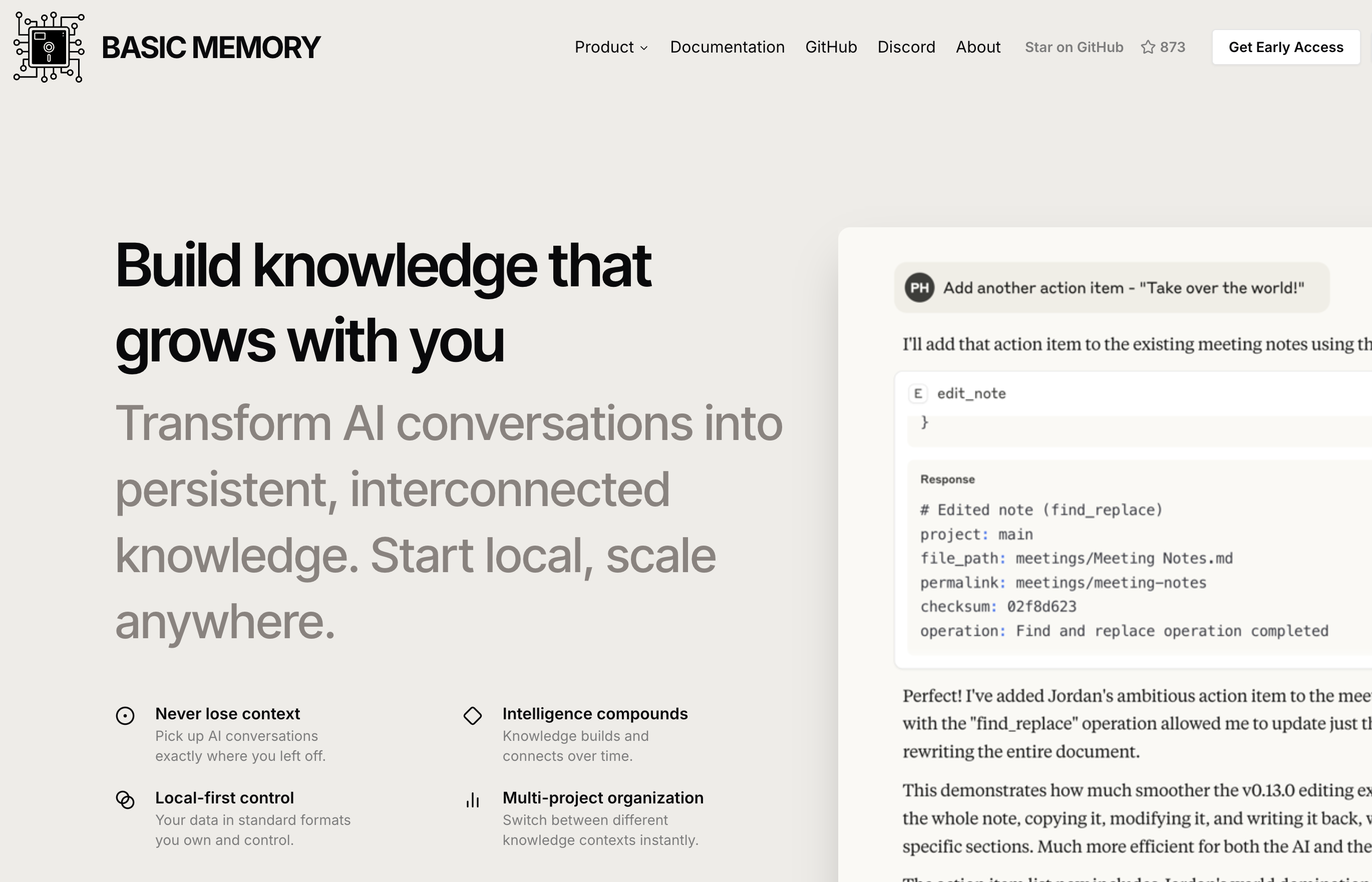 Basic Memory - Build Knowledge That Grows With You